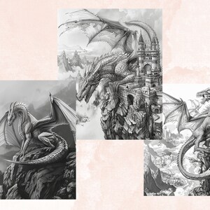 35 Dragonland Coloring Book, Printable Flower Forest Dragon Coloring ...