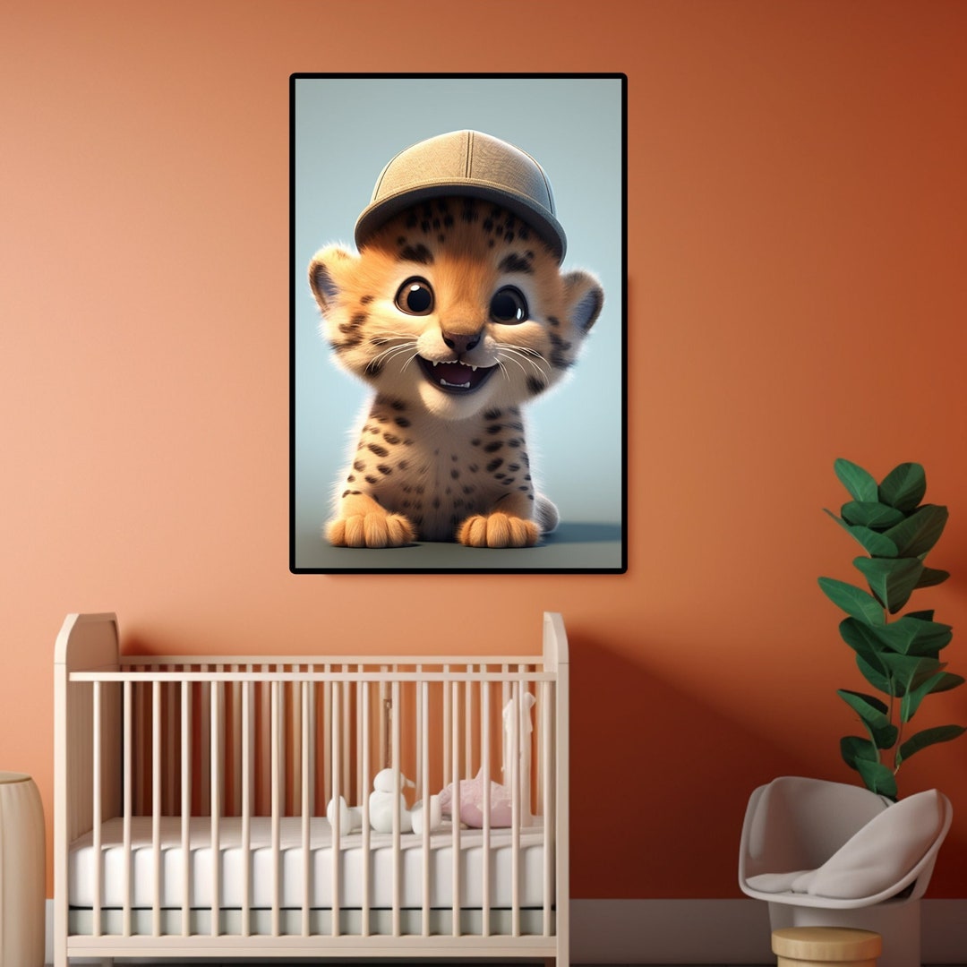 Cute Cheetah Baby Animal Print for Nursery, Cute Animal Wall Hanging ...