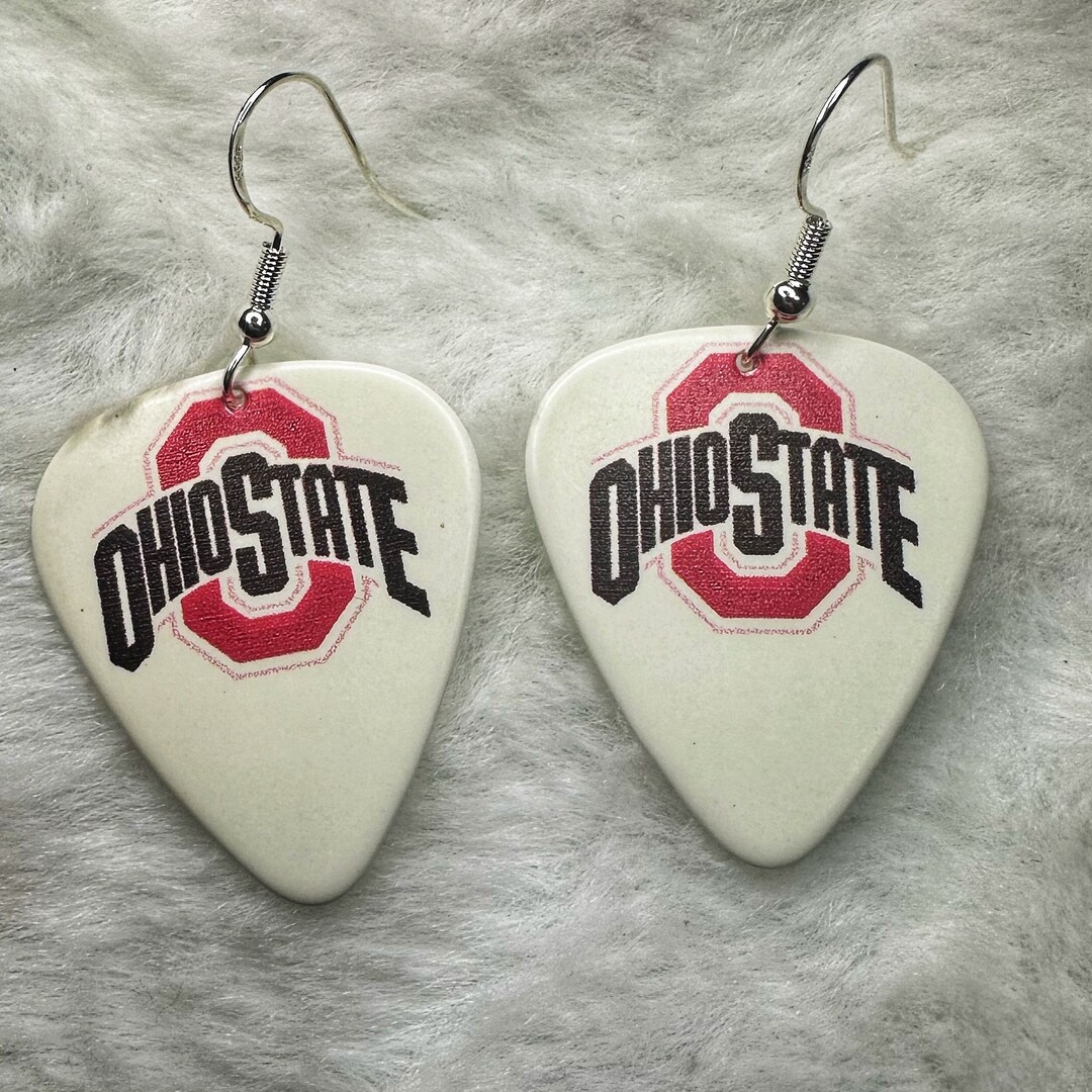 Ohio State Repurposed Guitar Pick Earrings Guitar Pick Earrings Ohio ...