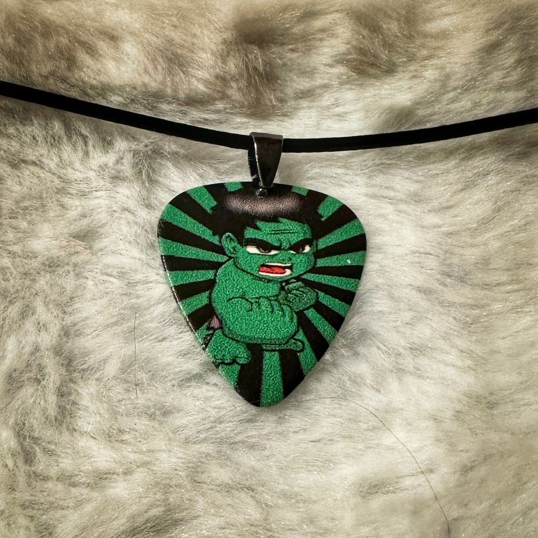 Hulk Necklace Baby Hulk Superhero Necklace Marvel Jewelry Guitar Pick ...