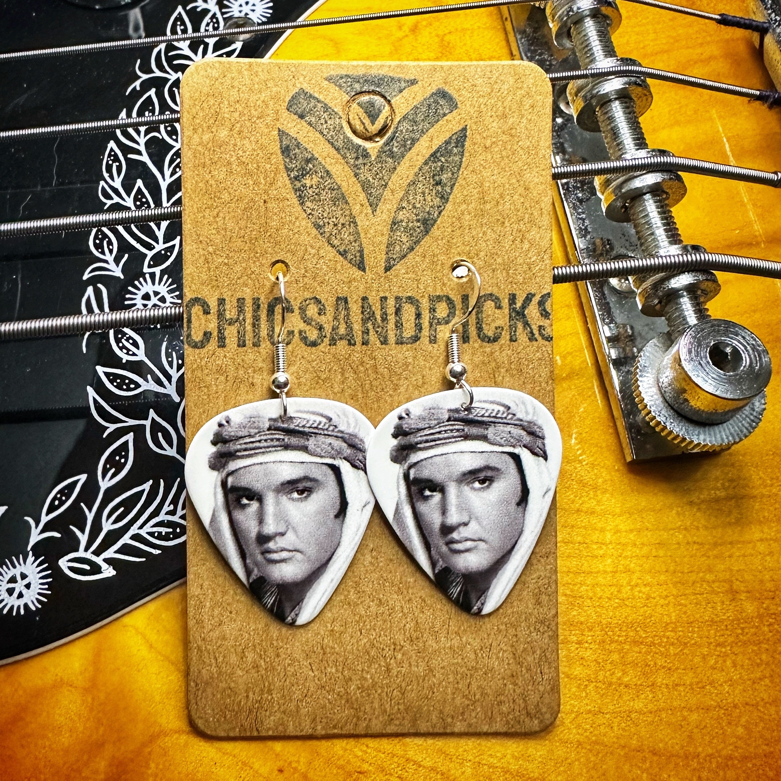 Elvis Presley Jewelry Elvis Presley Earrings Gift guitar Pick Earrings ...