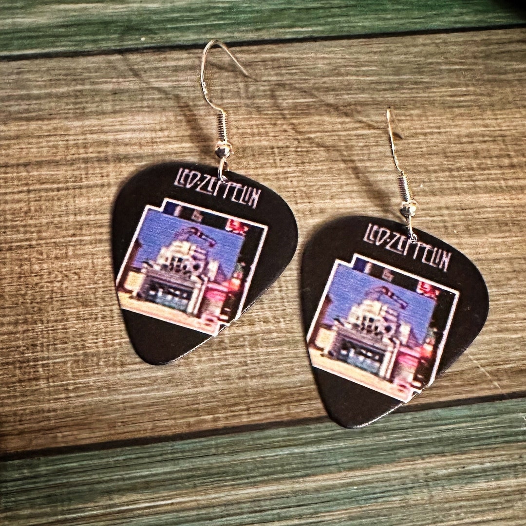 Led Zeppelin Repurposed Guitar Pick Earrings rock and Roll Earrings ...