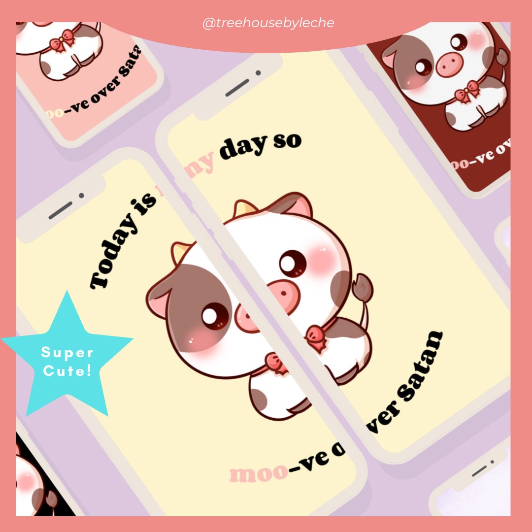 Uplifting Motivational Cow Digital Sticker Bundle includes Free Extra ...