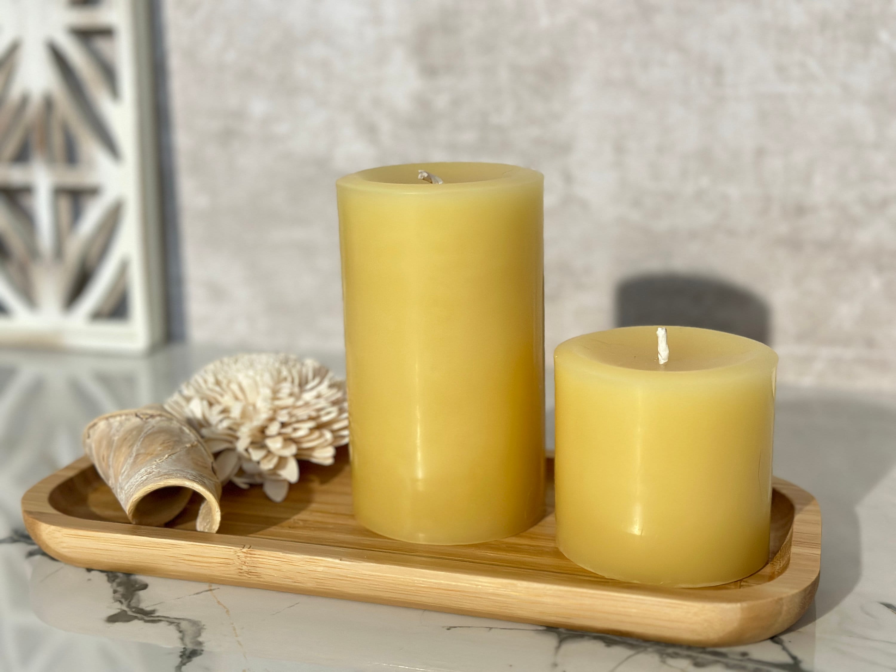 Drip Less Natural Bees Wax Pillar Candle Etsy