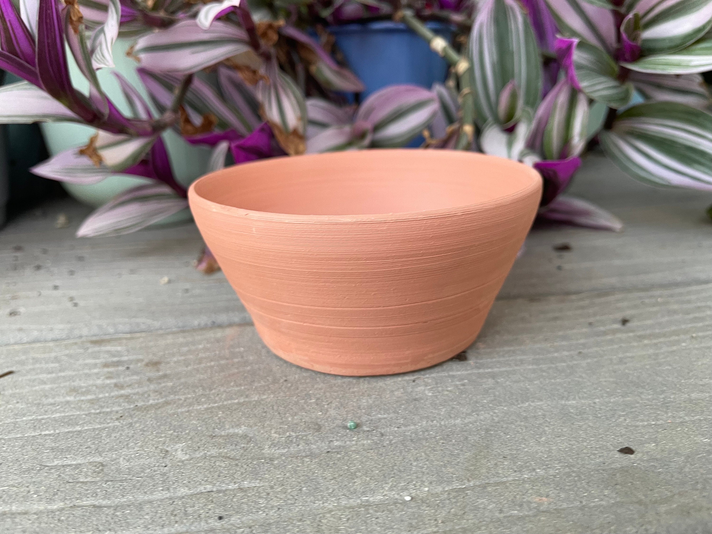 Small Terra Cotta Style Planter Pot Unglazed Kiln Fired Red Clay Wheel ...