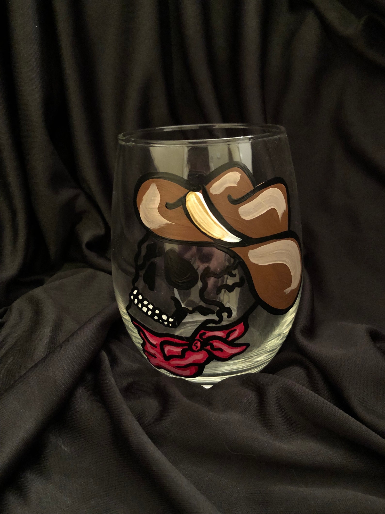Cowboy Skull Handpainted Wine Glasses - Etsy