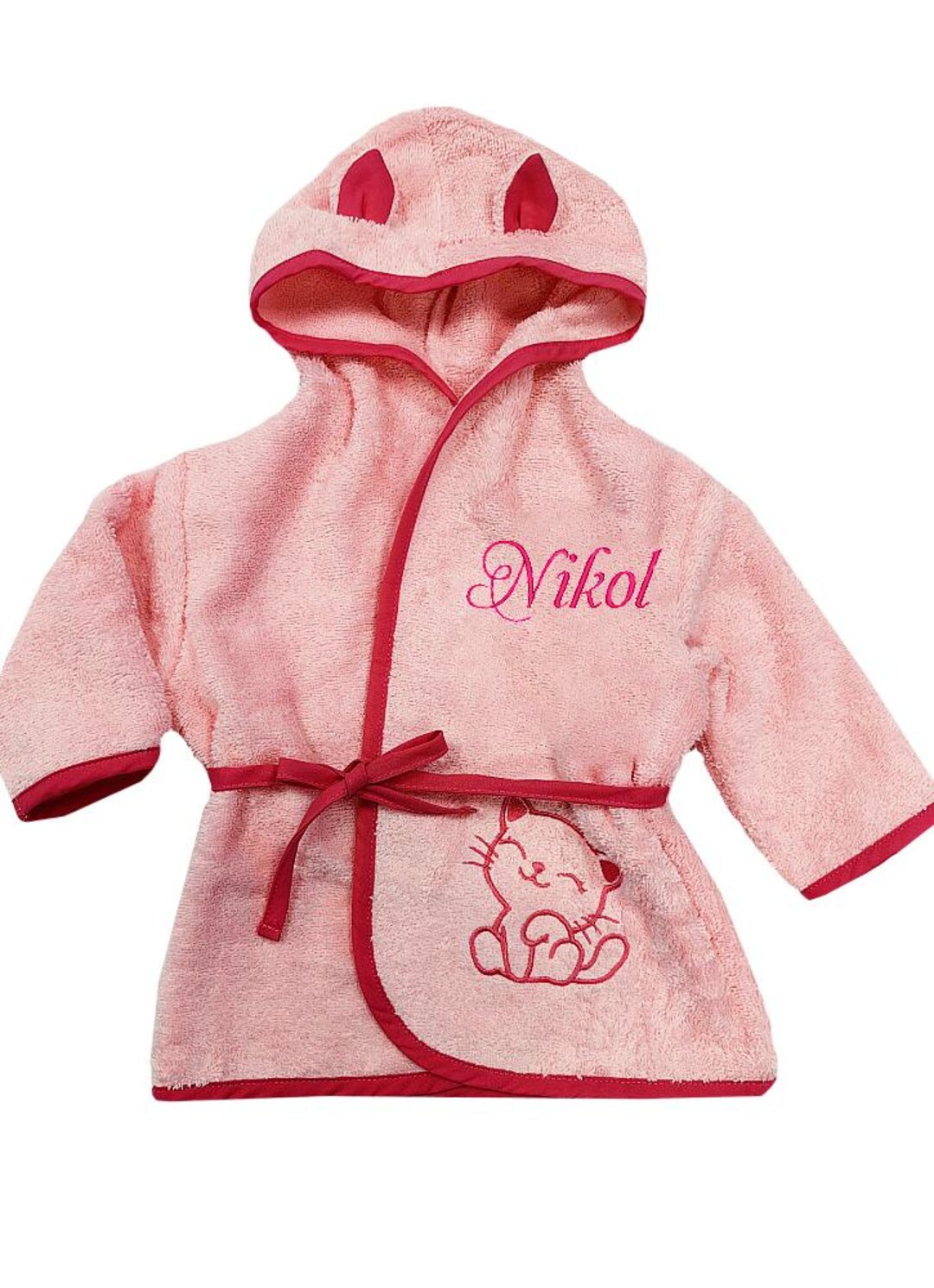 Personalized Baby Bathrobe With Hood & Cute Embroidery/ Baby Robe With ...
