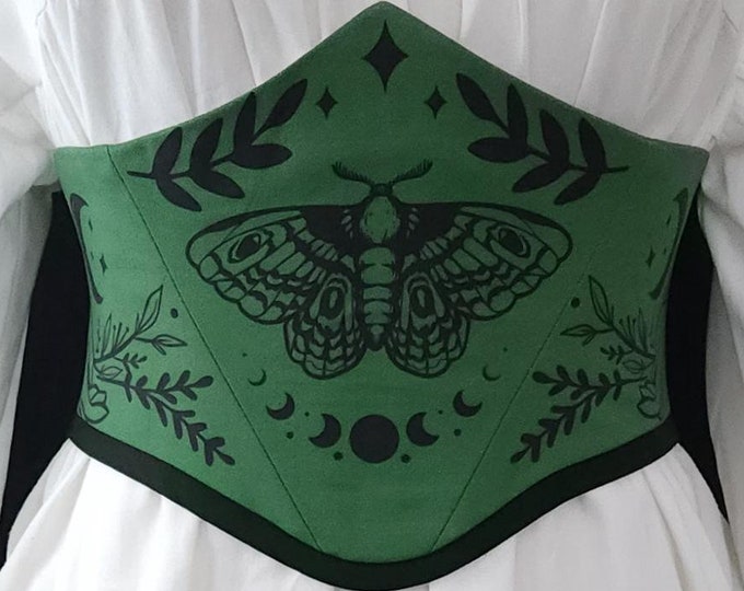 Mystical Moth, Celestial Theme Under Corset in Green Woman's Waist ...