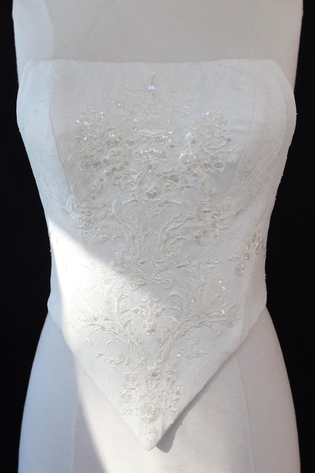 Rococo Bridal Corset Basque Waist off White With Chantilly Lace and ...
