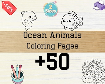 50 Sea Animals Coloring Book for Kids | Ocean Creatures Printable PDF ...