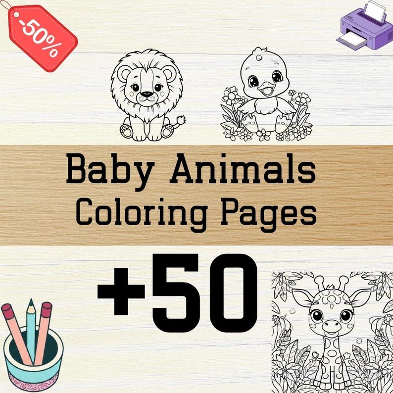 Baby Animals Coloring Pages for Kids Printable PDF Bundle - Etsy