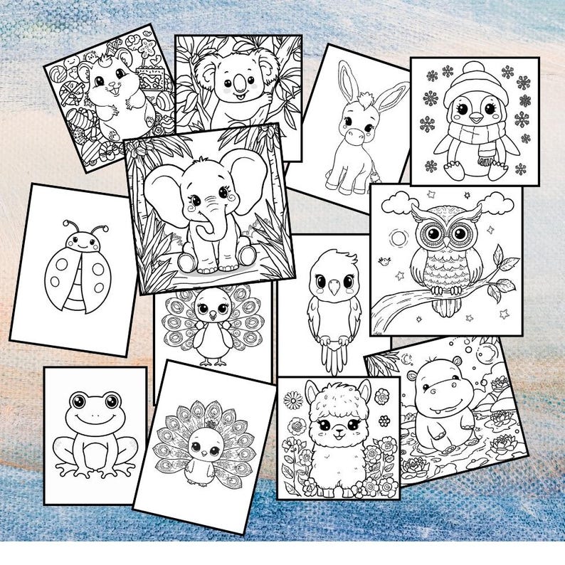 Baby Animals Coloring Pages for Kids Printable PDF Bundle - Etsy