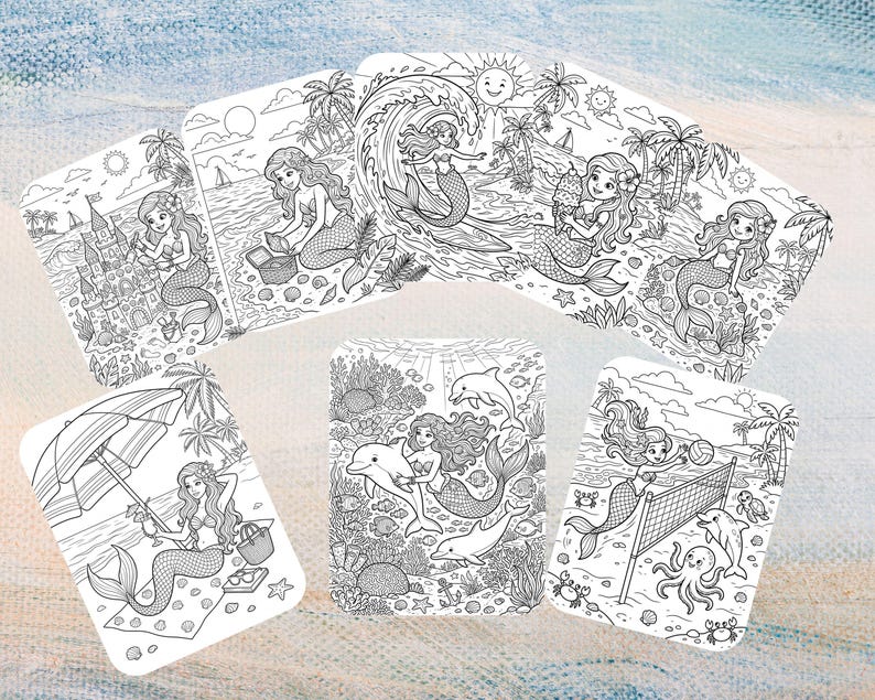 Printable Mermaid Coloring Pages, Under the Sea Birthday Activity ...