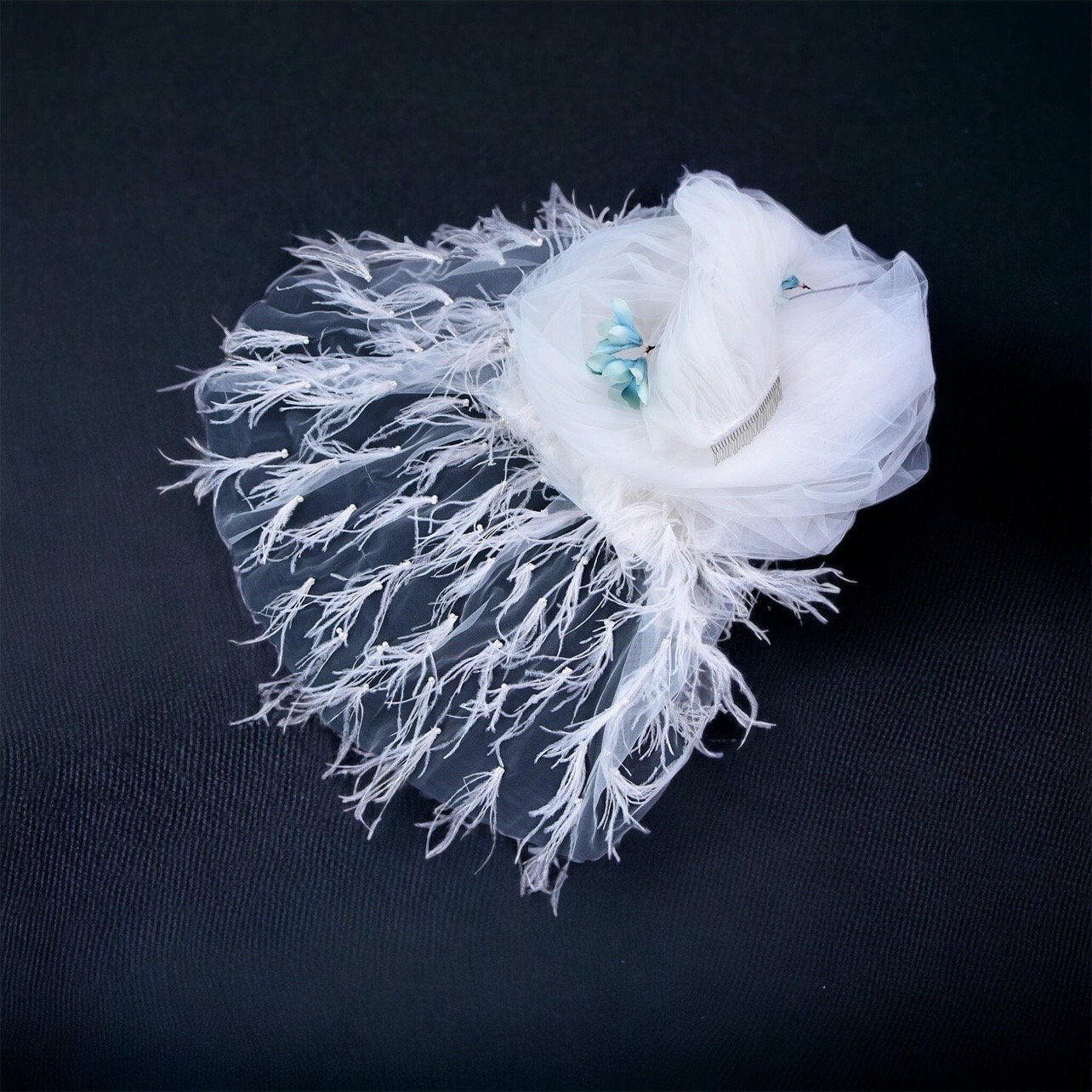 Bridal Veil, Wedding Veil With Feathers, Cathedral Wedding Veil, Bride ...