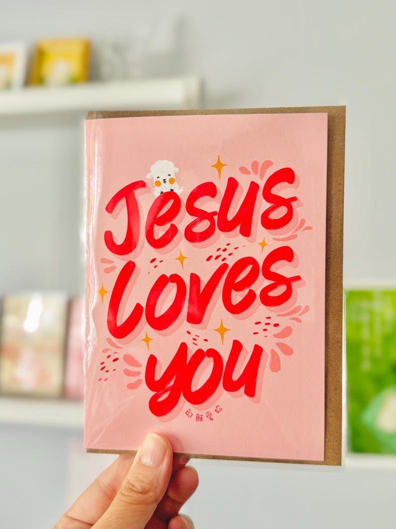 Christian Greeting Card, Jesus Loves You Card, Hand-drawing Religious ...