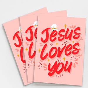 Christian Greeting Card, Jesus Loves You Card, Hand-drawing Religious ...