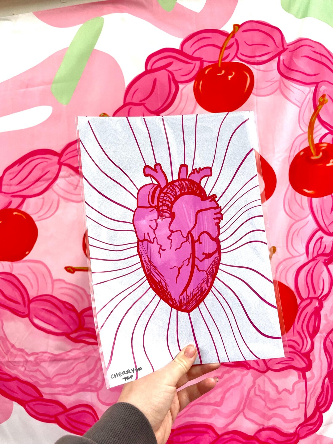 Pink Heart Art Print | Pink Prints | Pink Wall Art | Pink Prints Wall ...