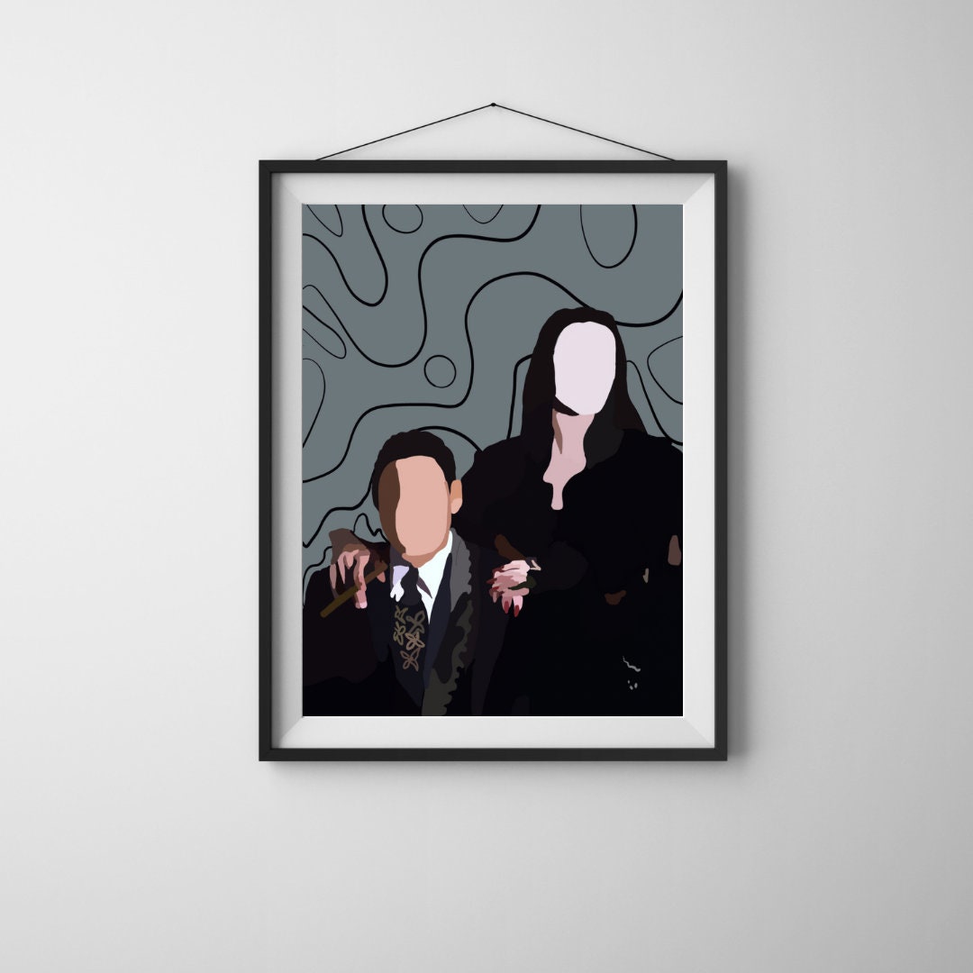 The Addams Family Art Print Morticia & Gomez Wednesday Addams Poster A4 ...