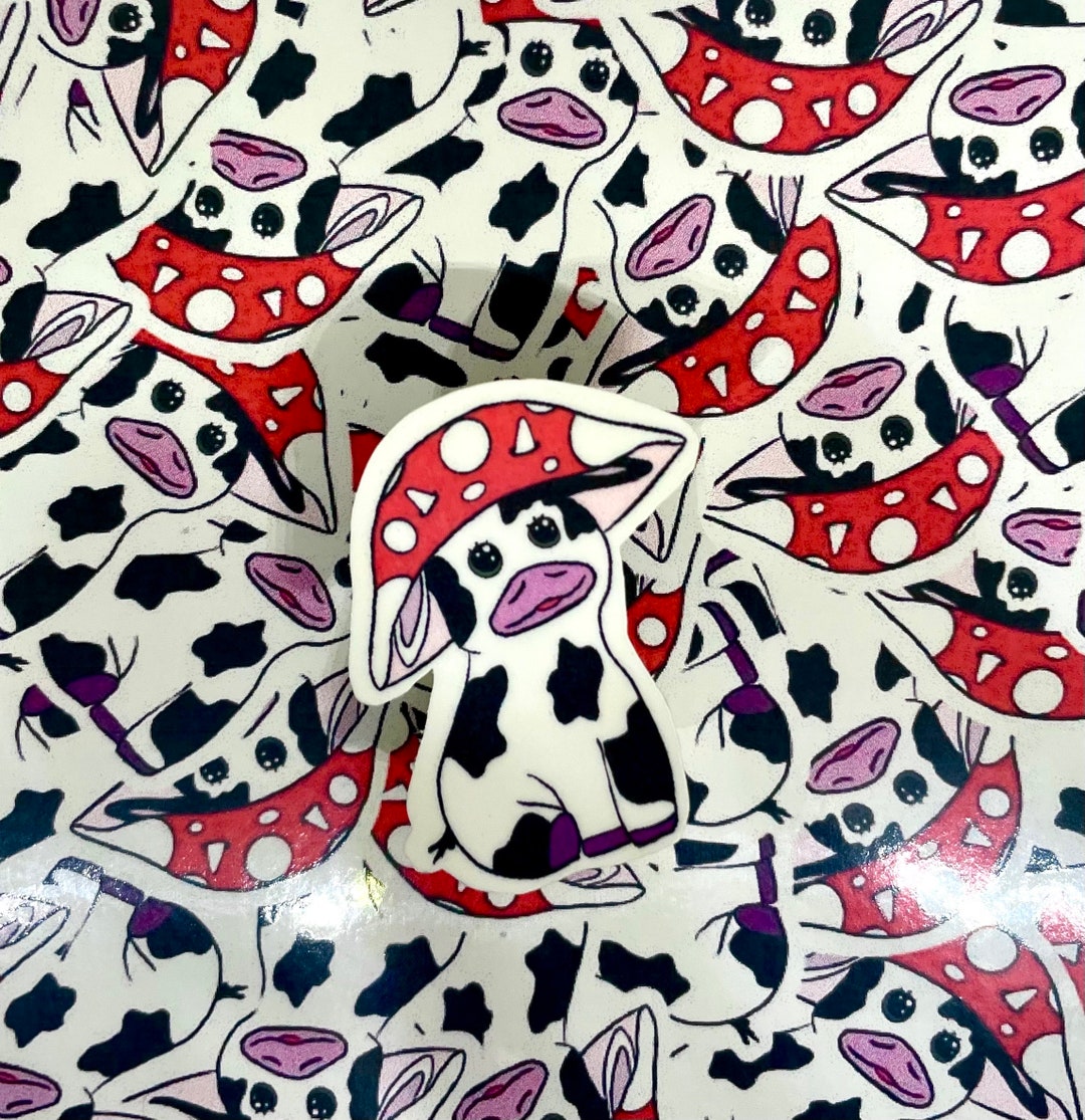 Mushroom Cow Glossy Sticker - Etsy