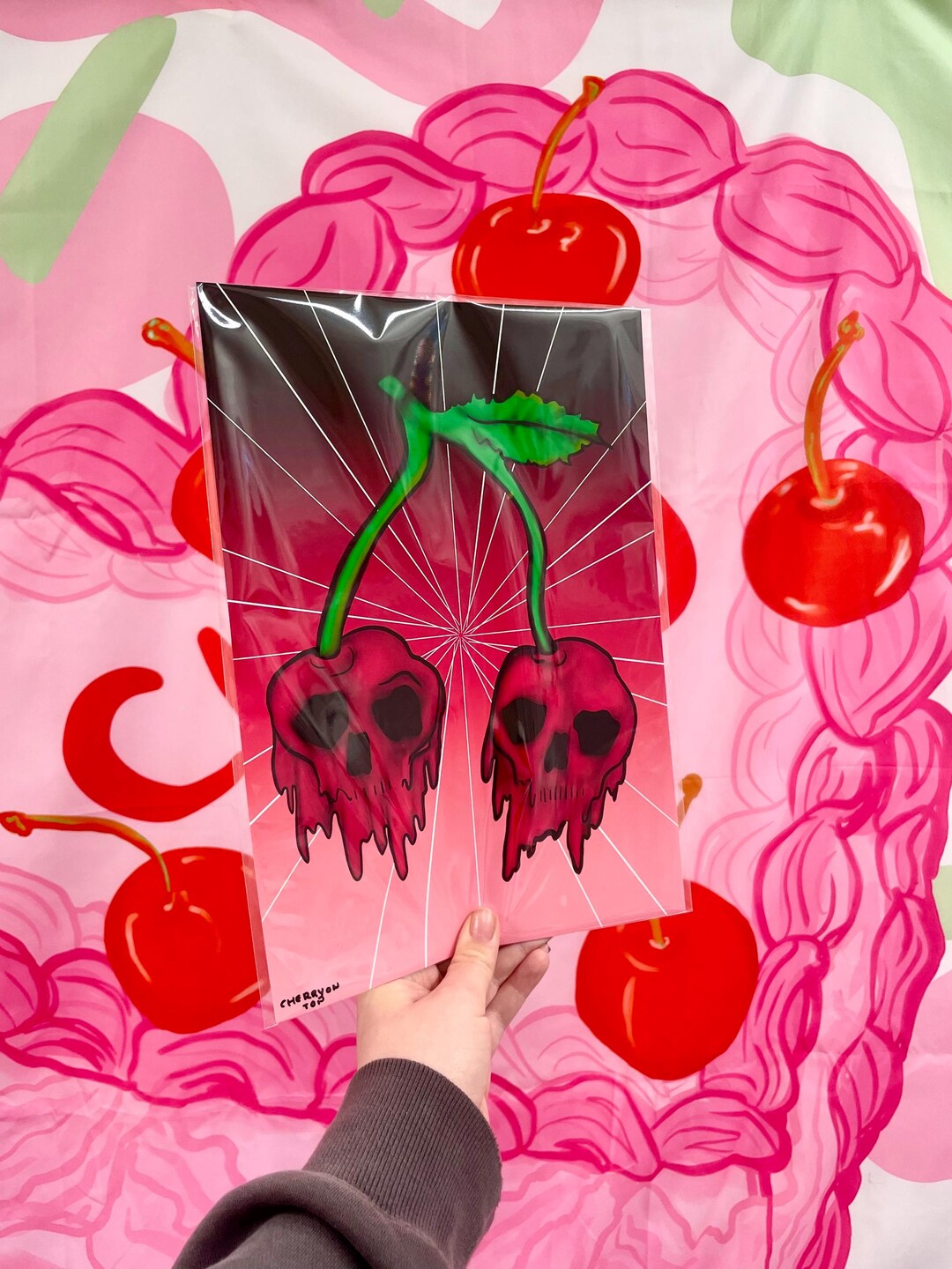 Cherry Art Print (a4) | Cherry Skull Alternative Art | Cherry Poster ...