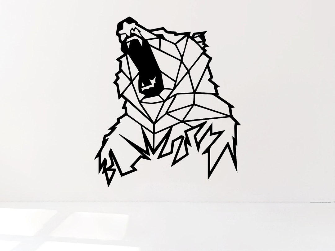 Bear Decal Growling Bear Vinyl Decal Bear Face Sticker, Grumpy Bear Car ...