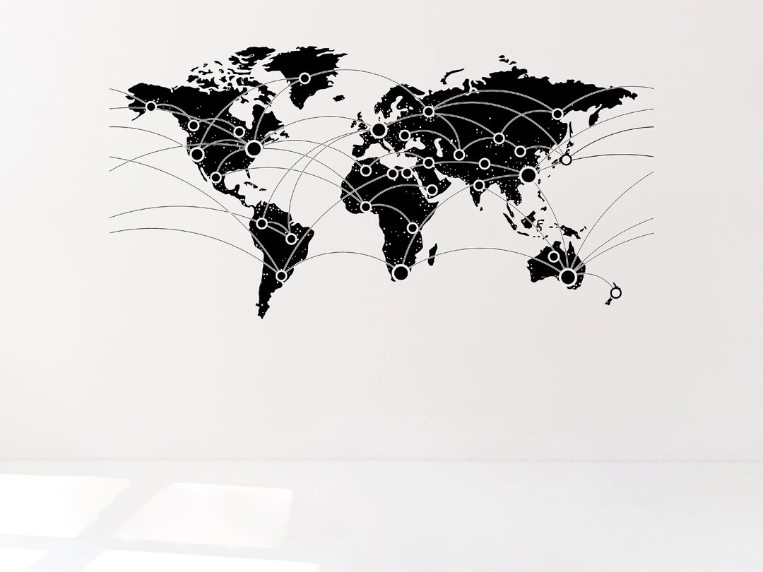World Map Decal World Map Travel Decal World Network Decal Network Team ...