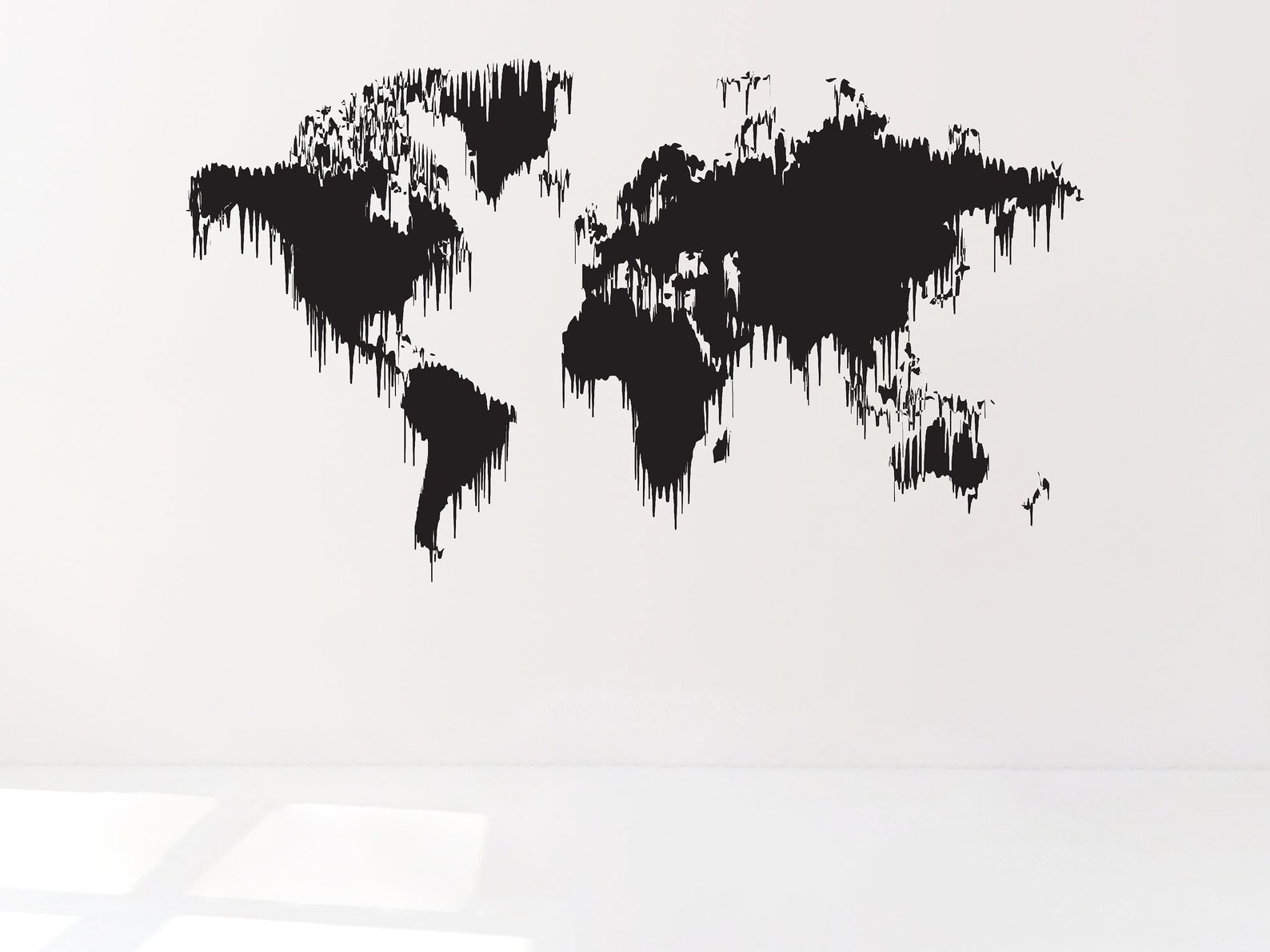 World Map Decal World Map Travel Decal Melting World Map Decal Global ...