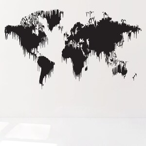 World Map Decal World Map Travel Decal Melting World Map Decal Global ...