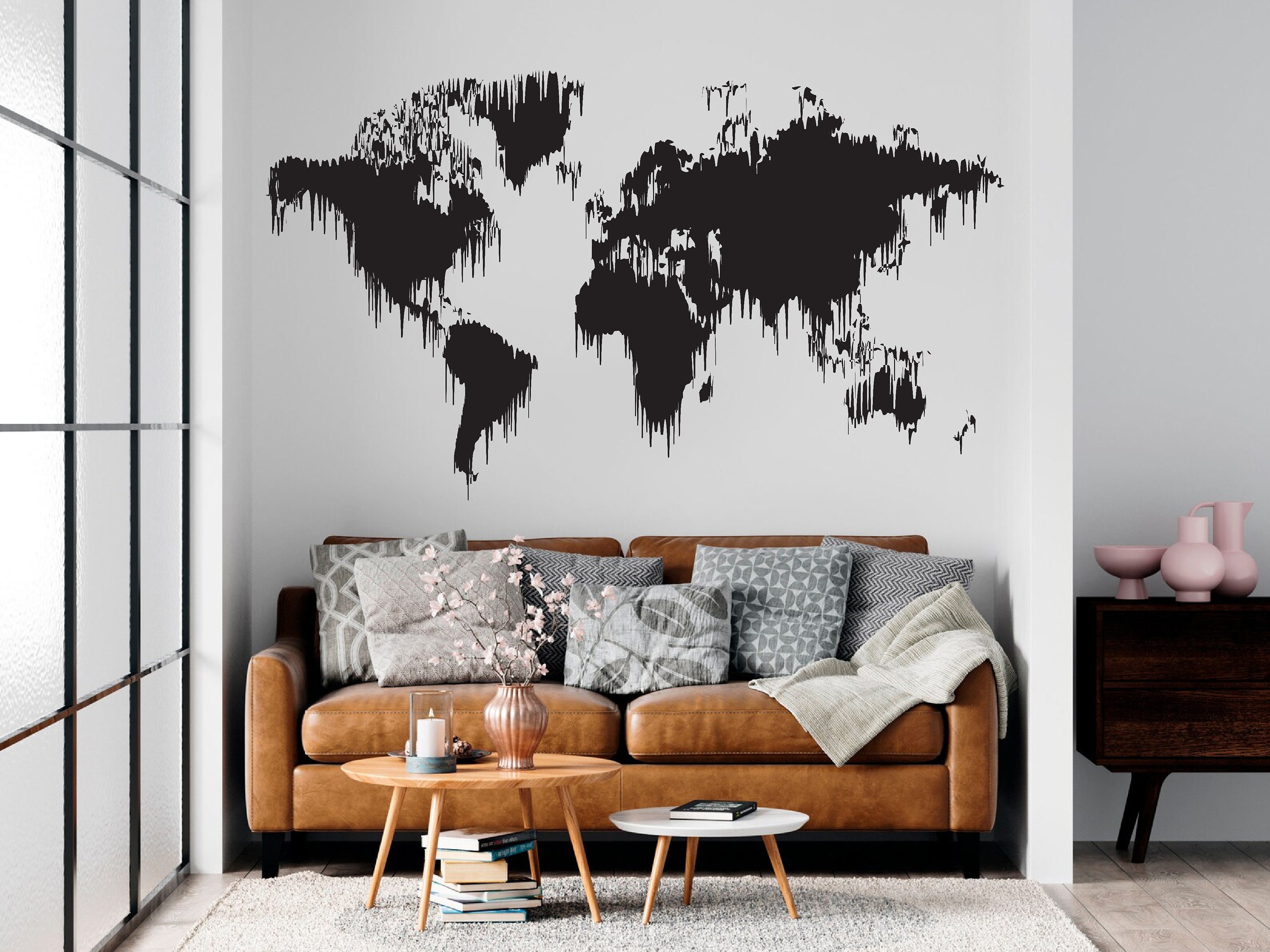 World Map Decal World Map Travel Decal Melting World Map Decal Global ...