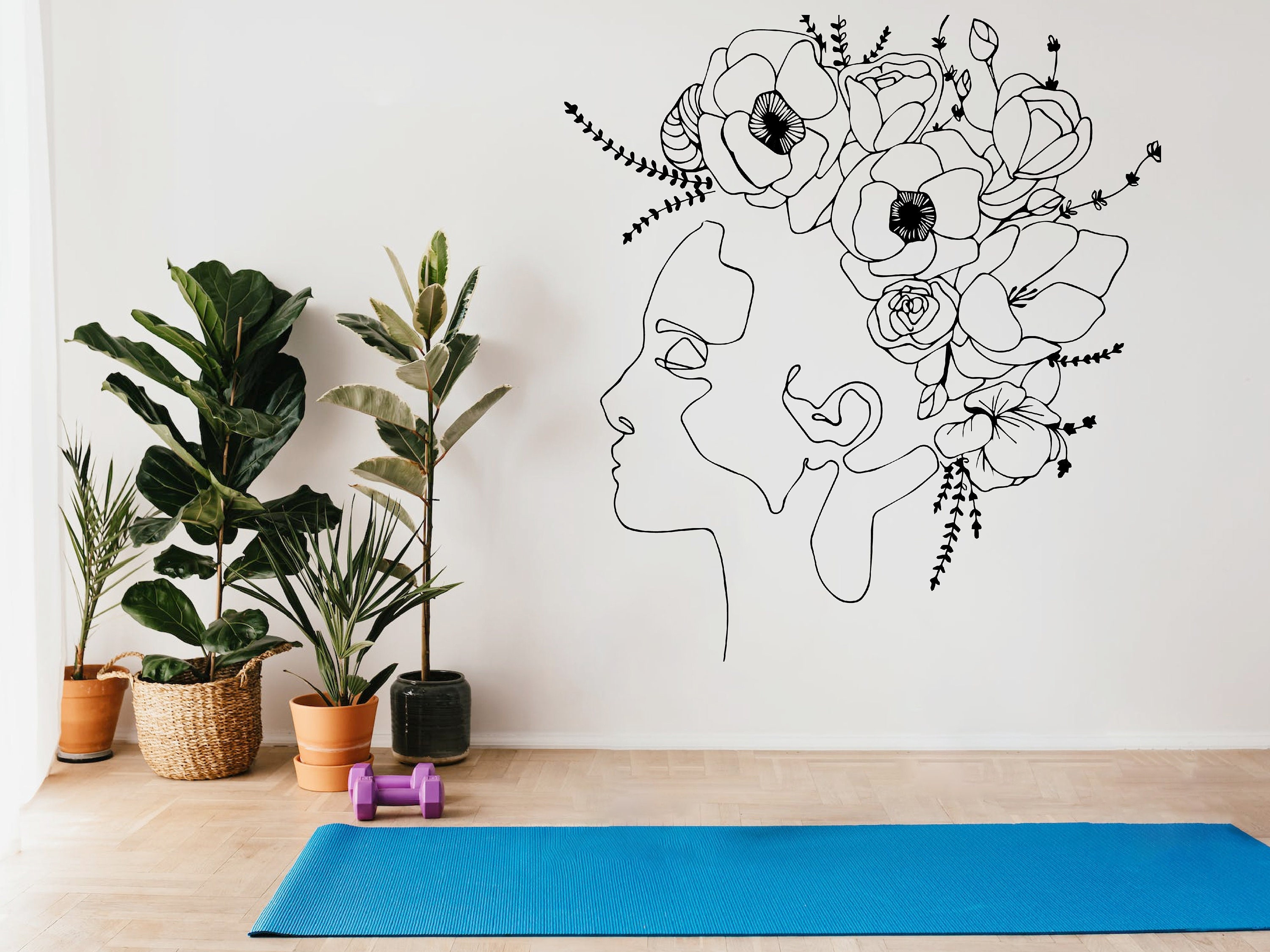 One Line Art Decal Woman Face Decal Beauty Salon Wall Decal Spa Wall ...