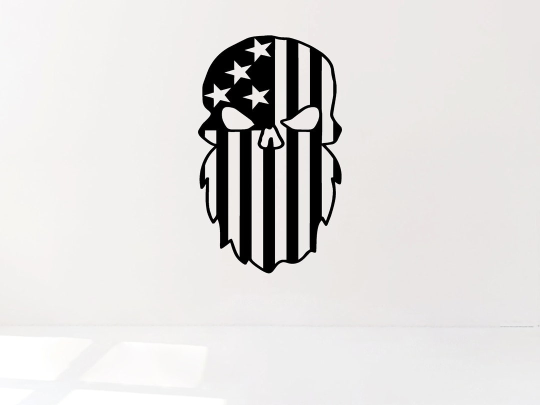 Punisher Decal Bearded Punisher Decal American Flag Punisher - Etsy