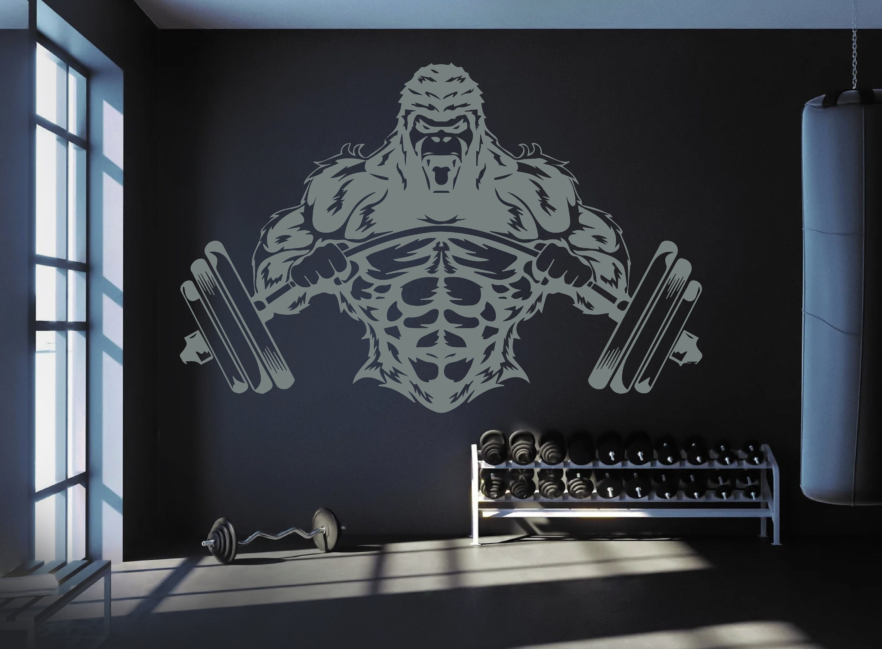 Sport Decal Gym Decal Workout Vinyl Gym Wall Decal Fitness Gorilla ...