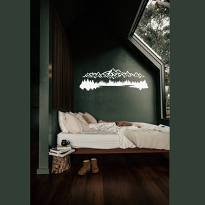 Mountain View Vinyl Decal Mountain Trees Sticker Mountains Wall Decal Mountain Peaks Decal ...