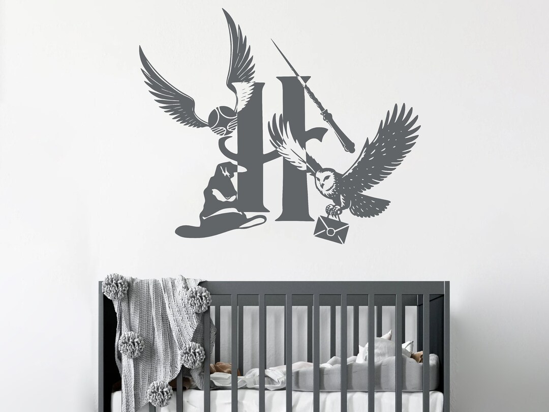 Letter H Wall Decal Custom Letter Wall Decal Wizard Decal Letter H Name ...