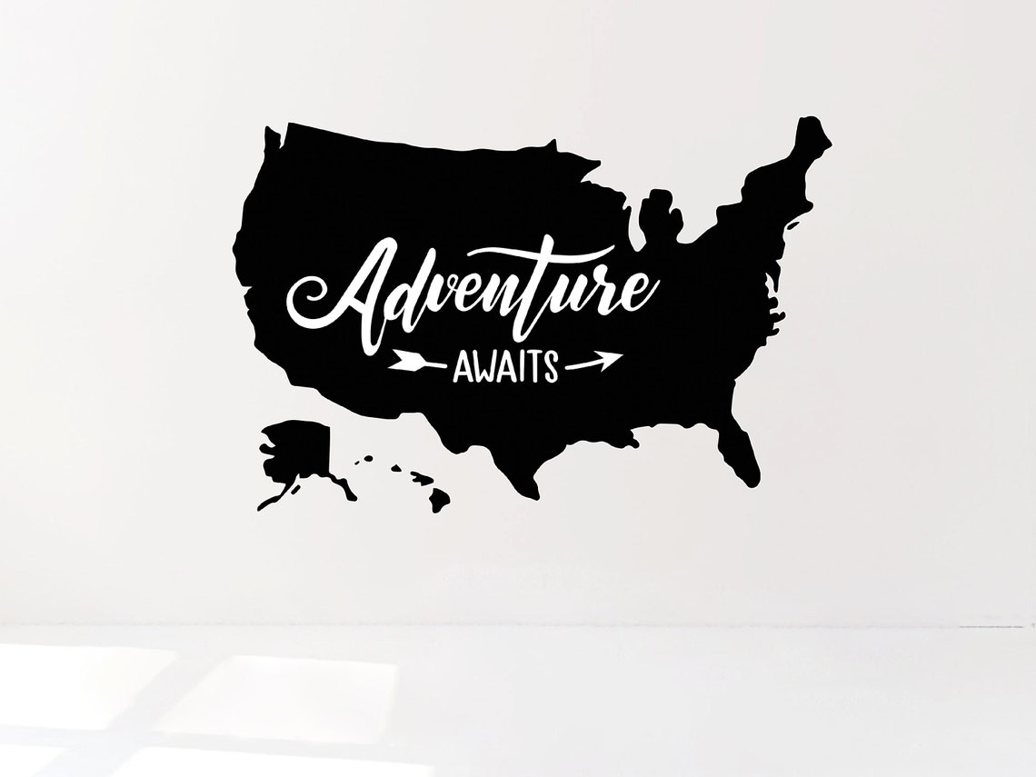 Adventure Awaits USA Map Decal Map of the United States Decal USA Decal ...