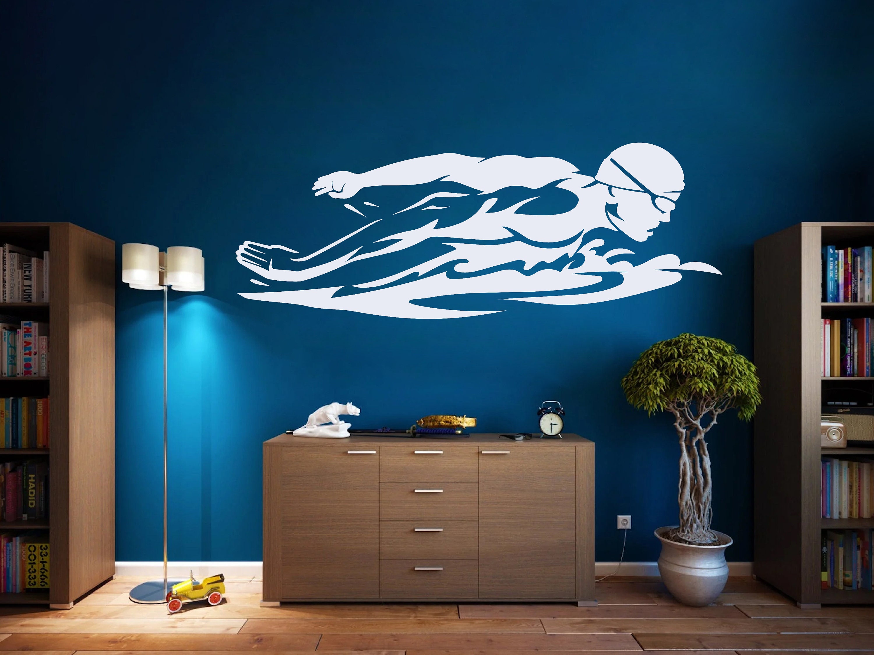 Swim Boy Decal Swimming Decal Swim Team Vinyl Wall Decal Swimmer Boy ...