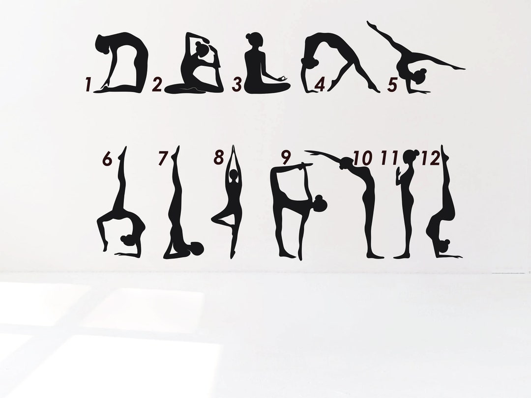 Yoga Poses Decal Yoga Decal Sun Salutation Decal Vinyl Sticker Yoga ...