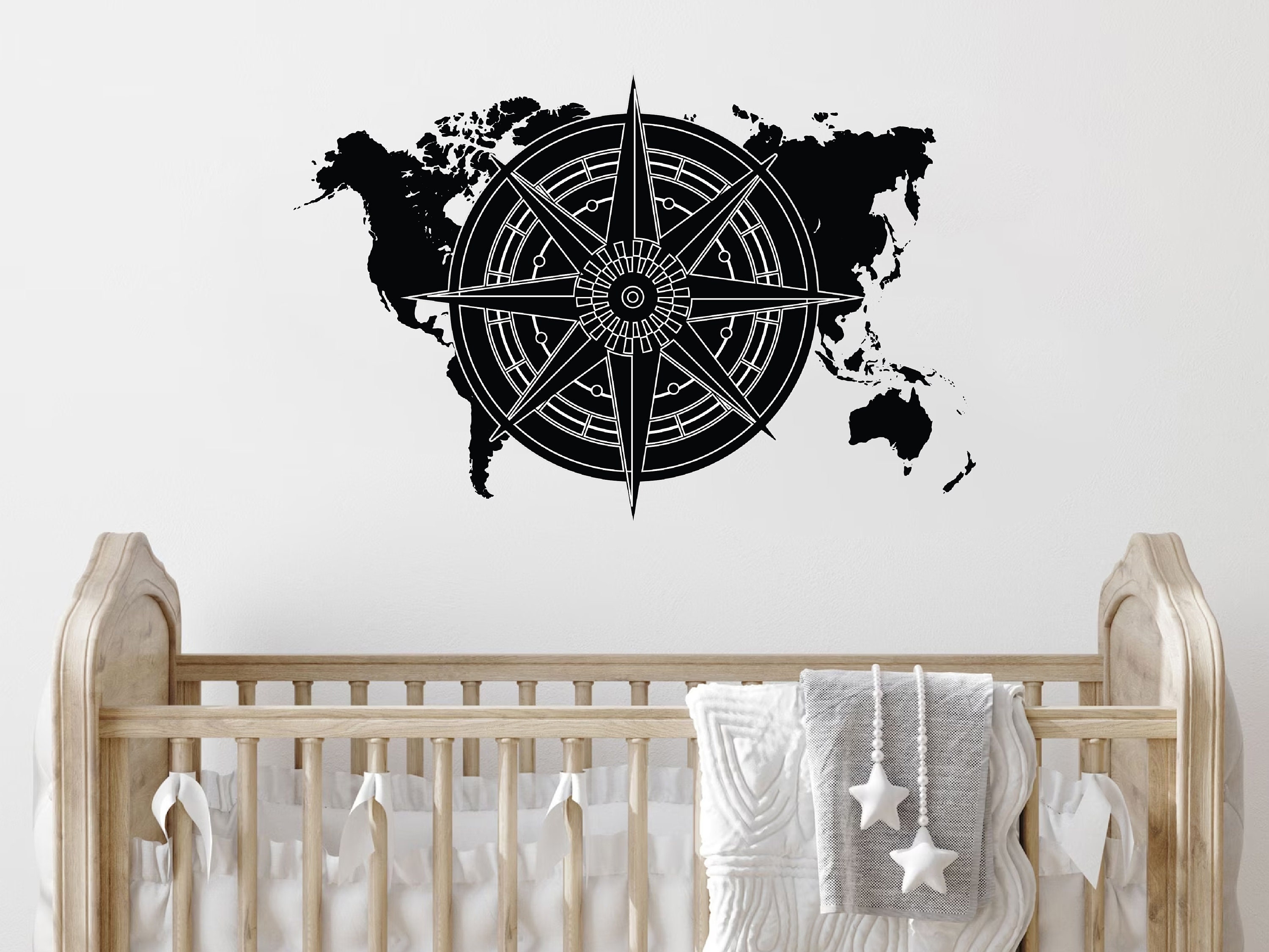 World Map Decal World Map Compass Decal Compass World Map Decal World ...