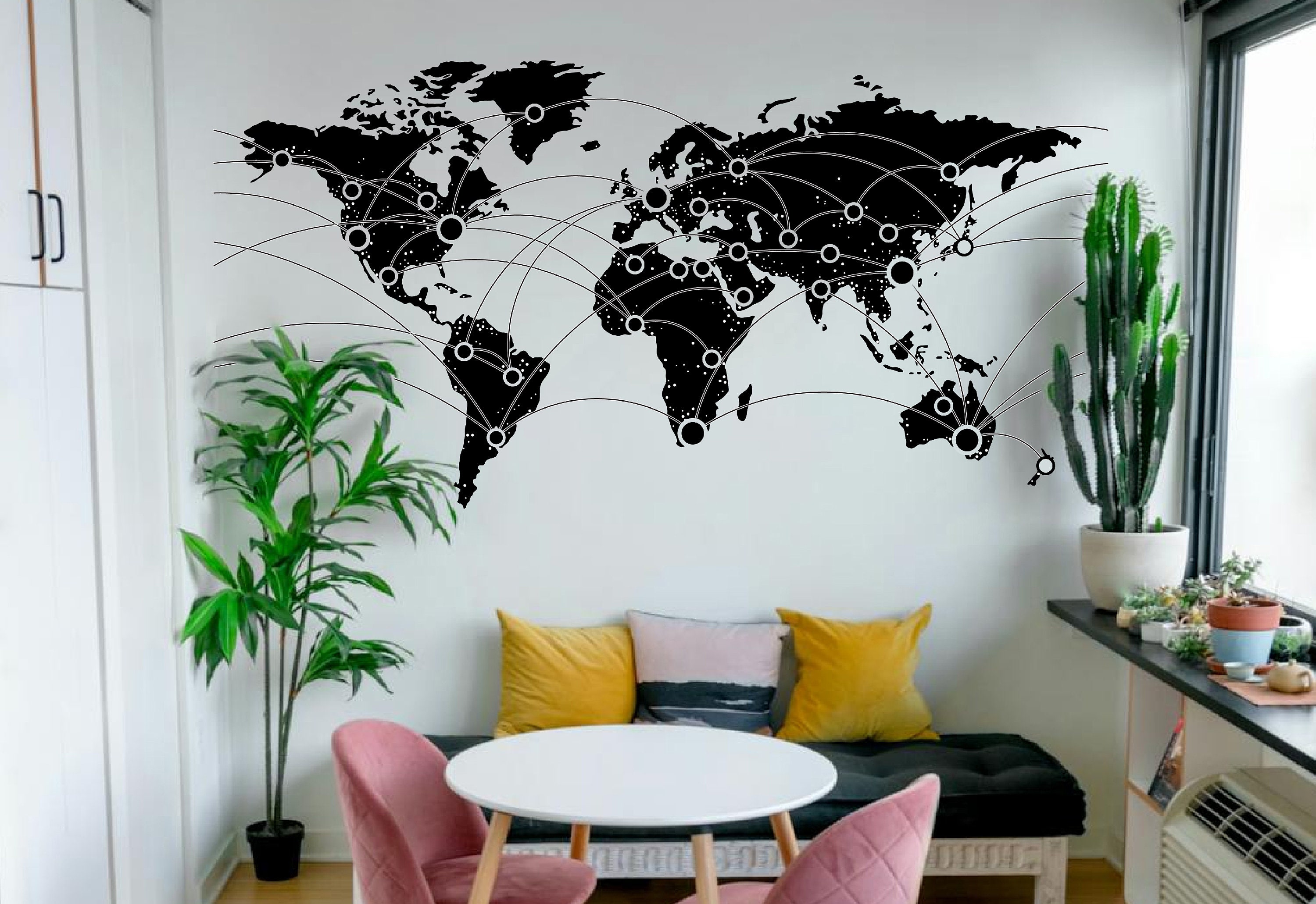 World Map Decal World Map Travel Decal World Network Decal Network Team ...