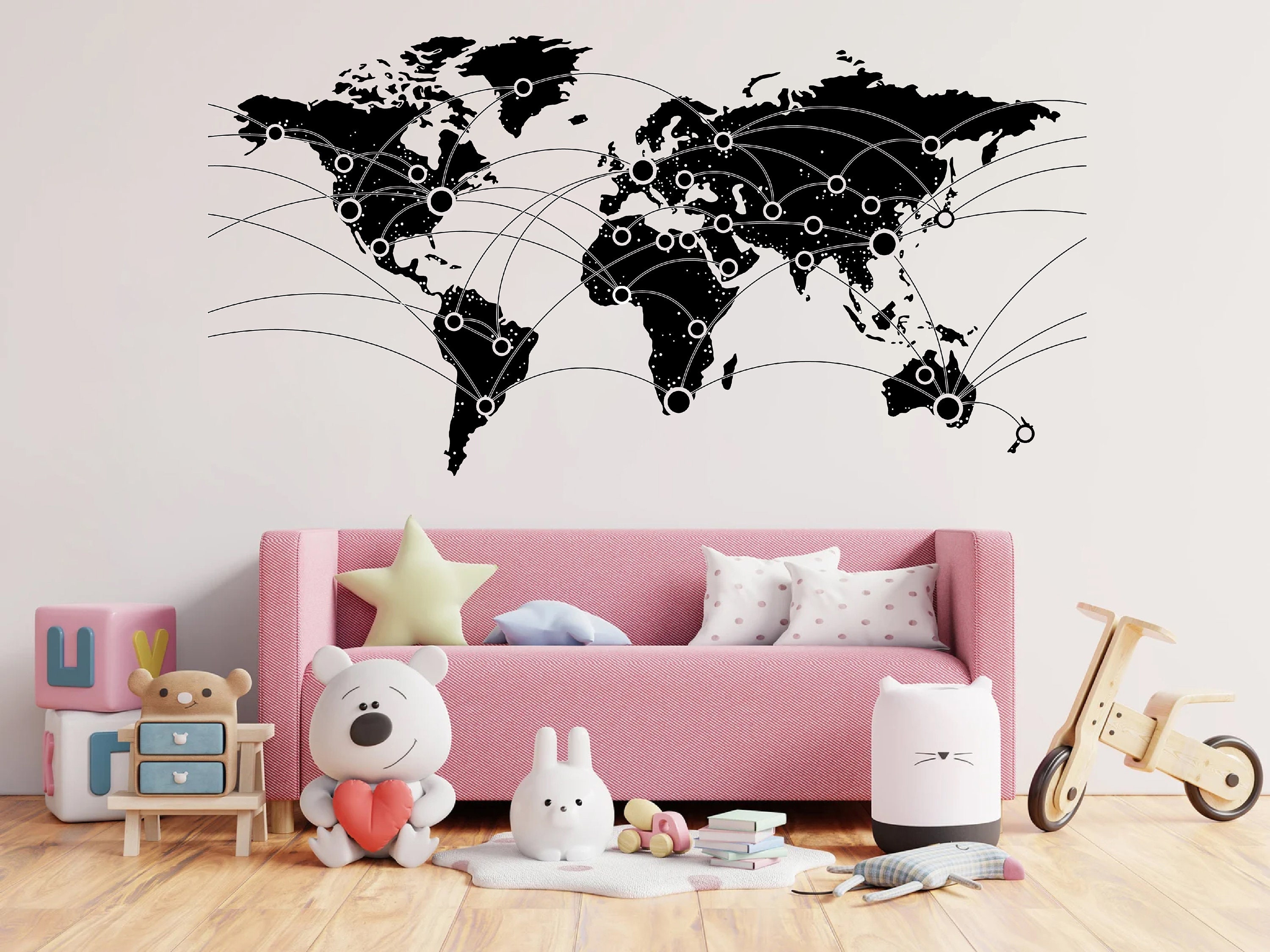 World Map Decal World Map Travel Decal World Network Decal Network Team ...