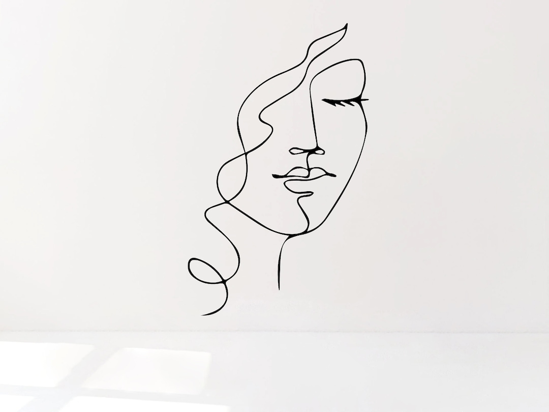 One Line Art Decal Woman Face Decal Beauty Salon Wall Decal Spa Wall ...