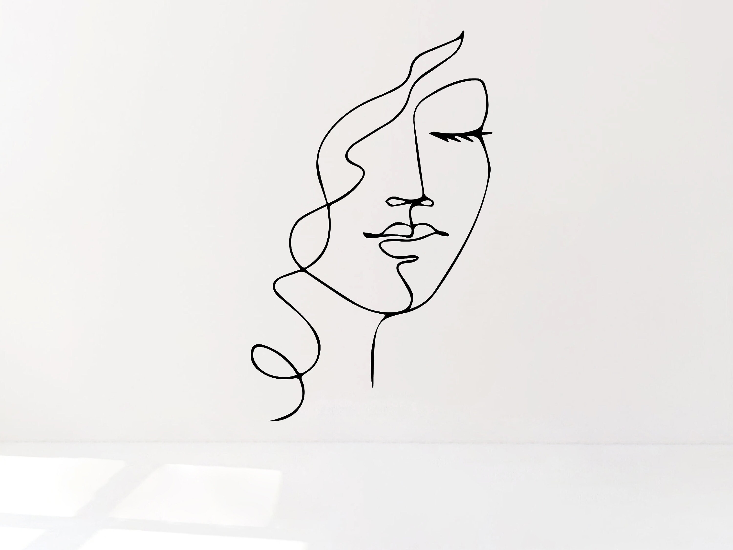 One Line Art Decal Woman Face Decal Beauty Salon Wall Decal Spa Wall ...