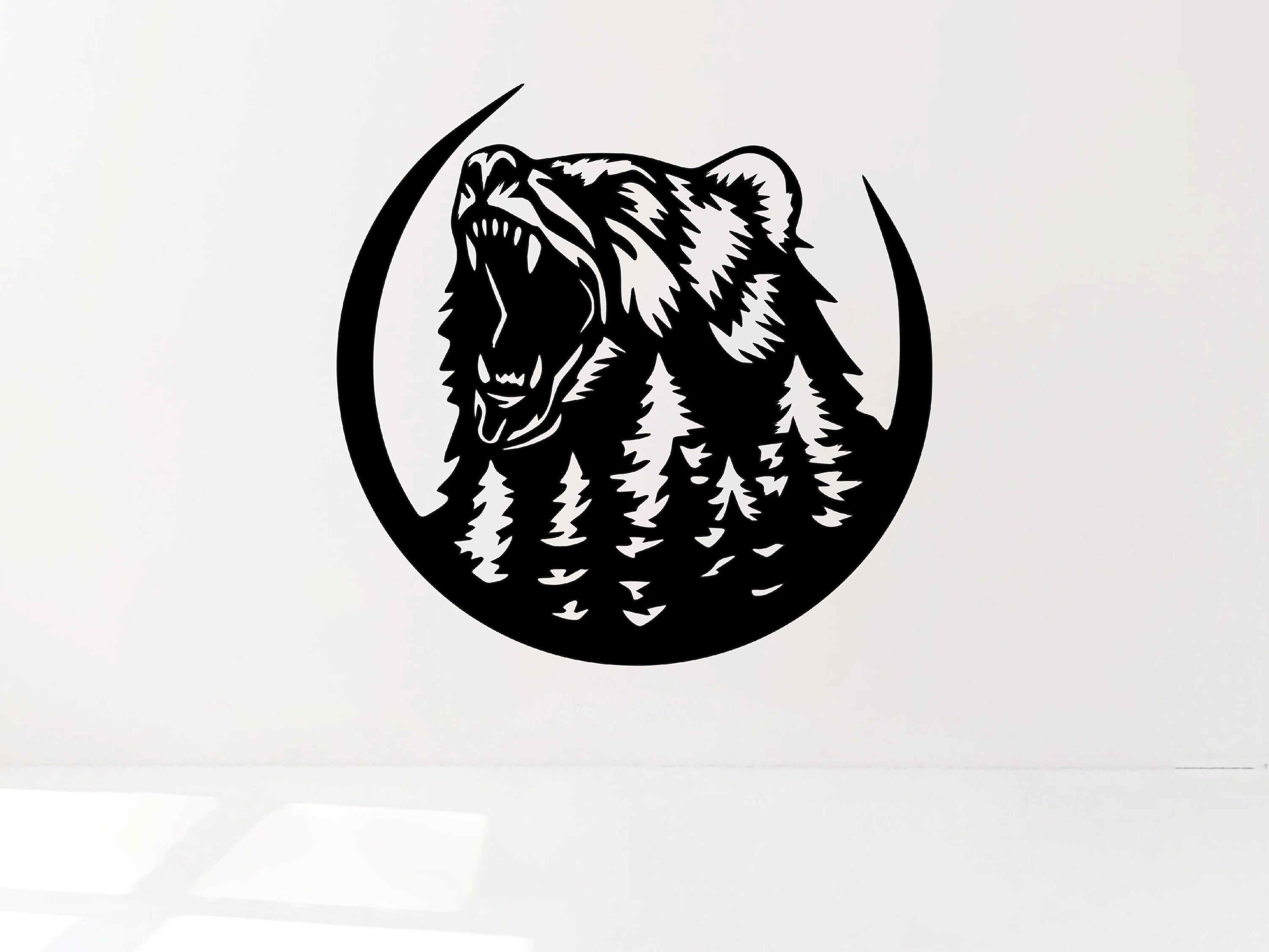 Roaring Bear Vinyl Decal Sticker Growling Bear Vinyl Decal Bear Face ...