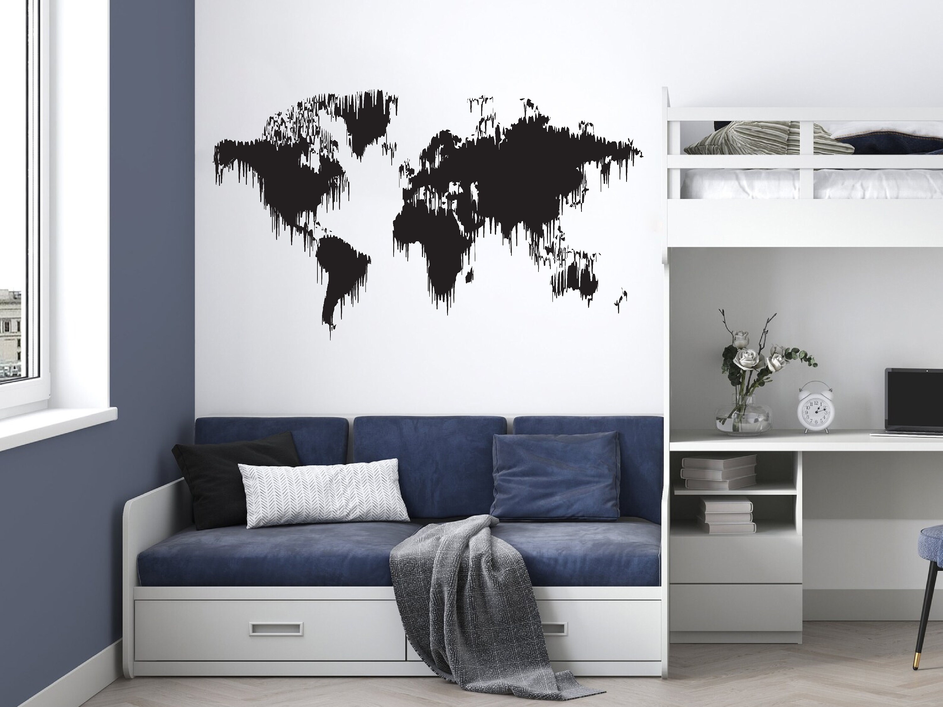 World Map Decal World Map Travel Decal Melting World Map Decal Global ...