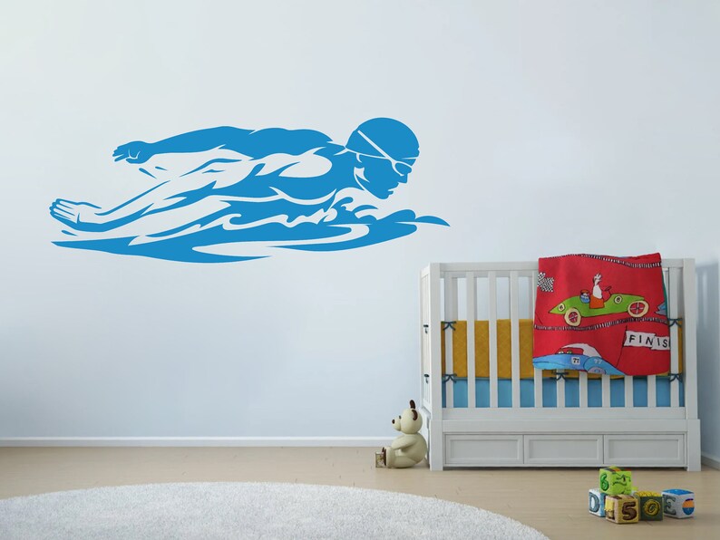 Swim Boy Decal Swimming Decal Swim Team Vinyl Wall Decal Swimmer Boy ...