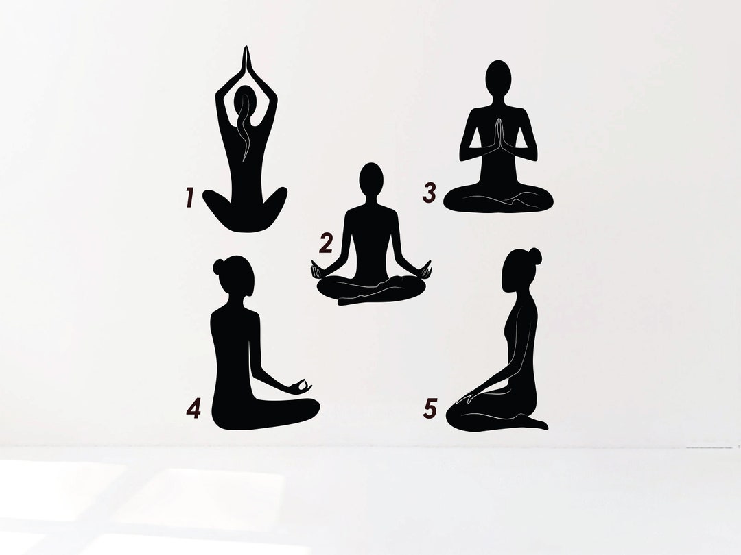 Yoga Meditation Asanas Decal Yoga Studio Decal Yoga Decal Sitting Poses ...