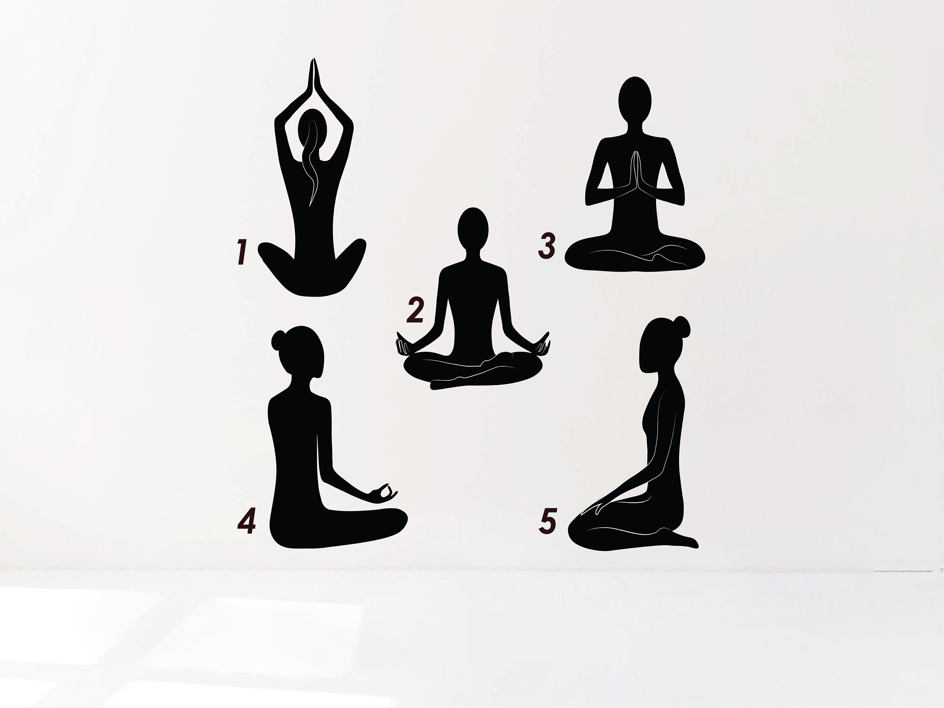 Yoga Meditation Asanas Decal Yoga Studio Decal Yoga Decal Sitting Poses ...