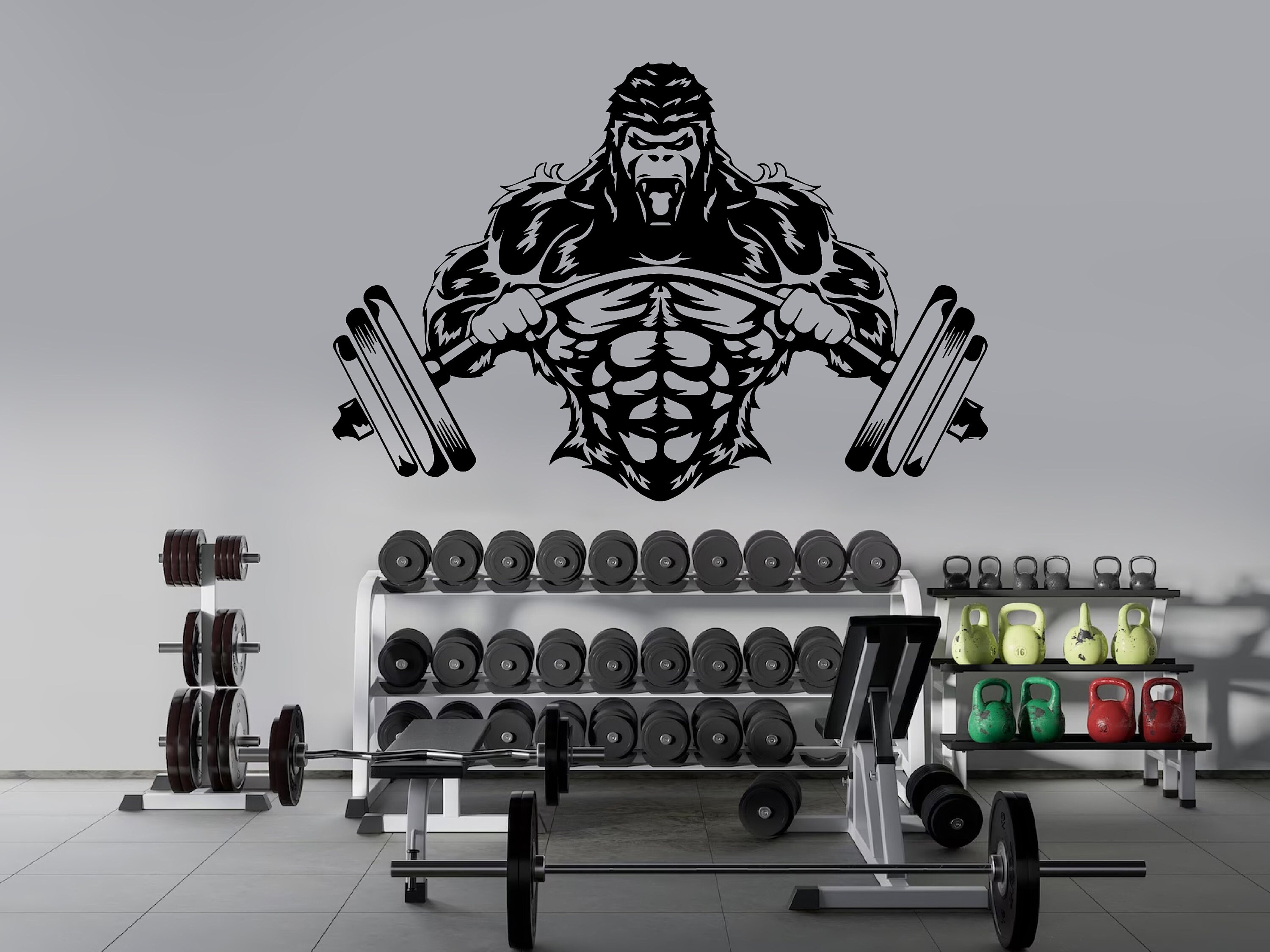 Sport Decal Gym Decal Workout Vinyl Gym Wall Decal Fitness Gorilla ...
