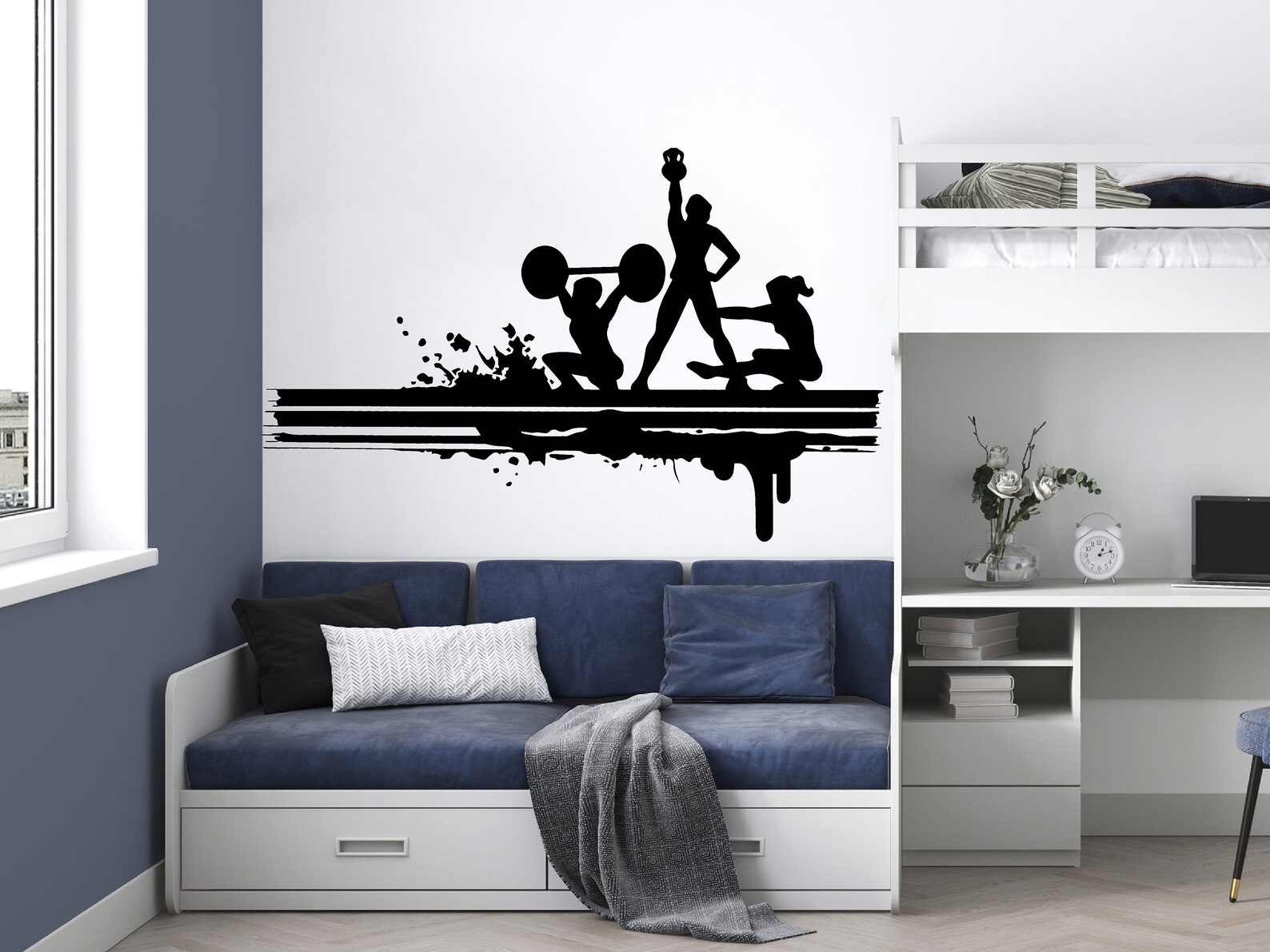 Sport Decal Gym Decal Workout Vinyl Gym Wall Decal Fitness Collage ...