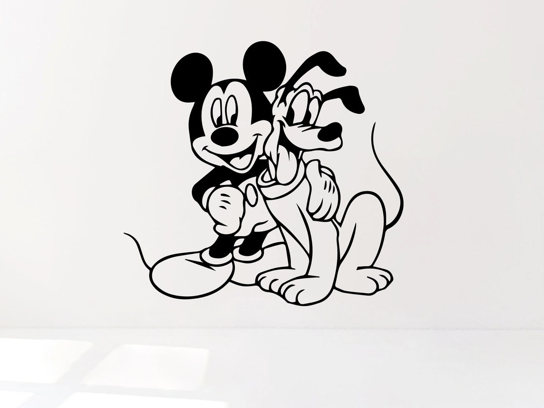 Mickey Decal Mikey Mouse and Pluto Decal Cartoon Wall Decal Kids ...